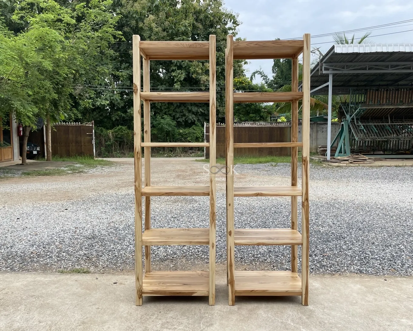 SH035 ชั้นวางของโมเดิร์น (สีสัก)