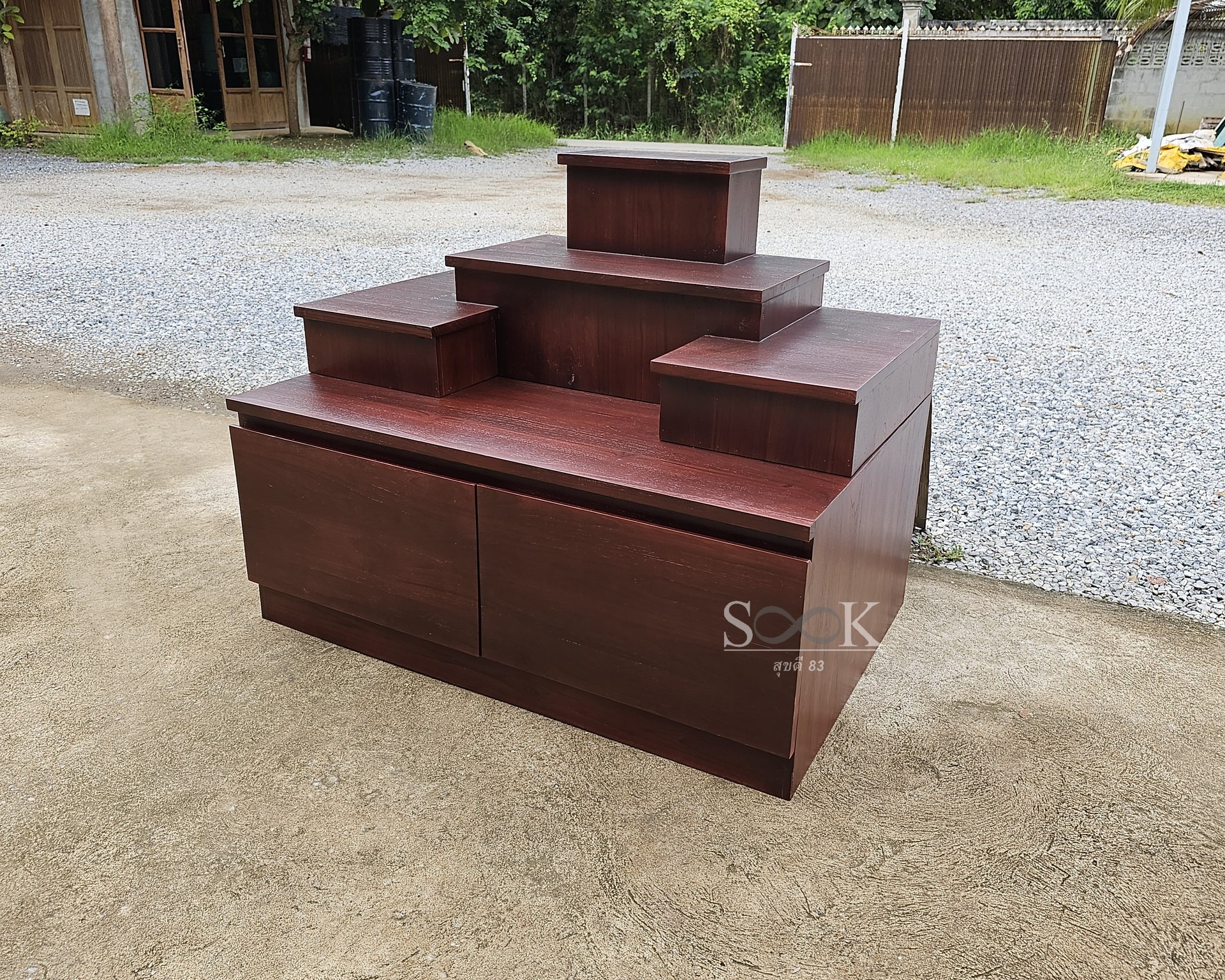 ST013 โต๊ะหมู่บูชาแบบตู้ลิ้นชัก (สีสัก)