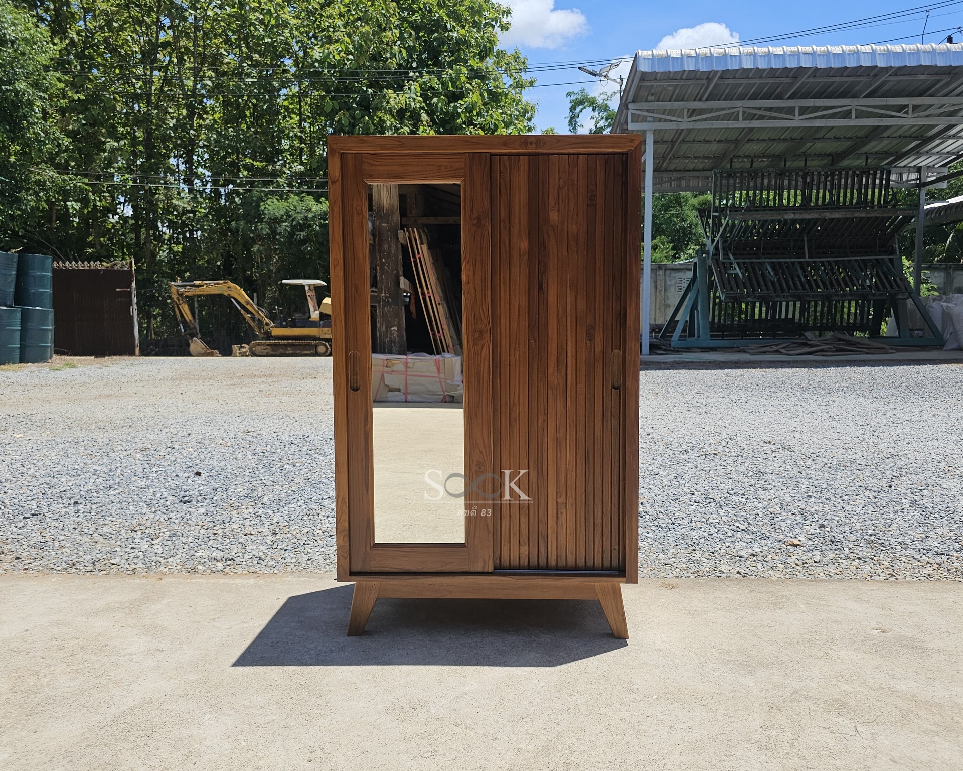 WD105 ตู้เสื้อผ้าเด็กบานกระจกเงา ด้านในมีชั้นพับผ้า