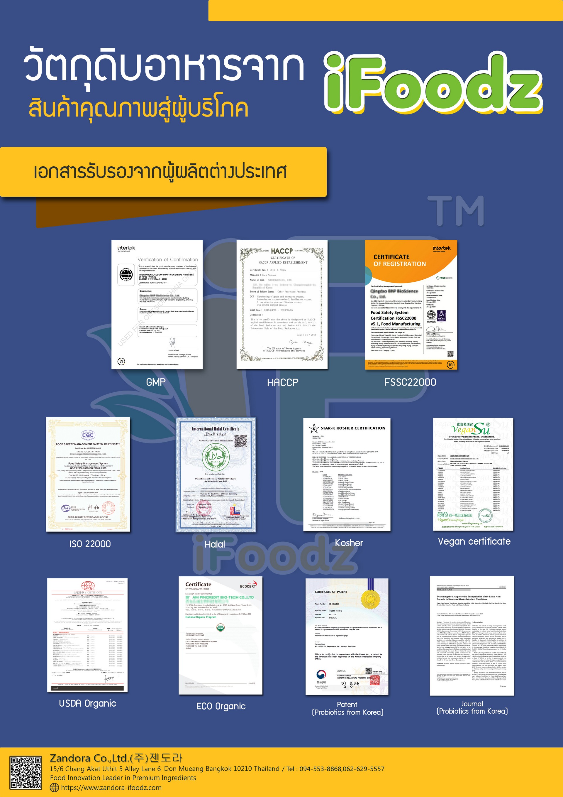 Ingredient Certificates 2022