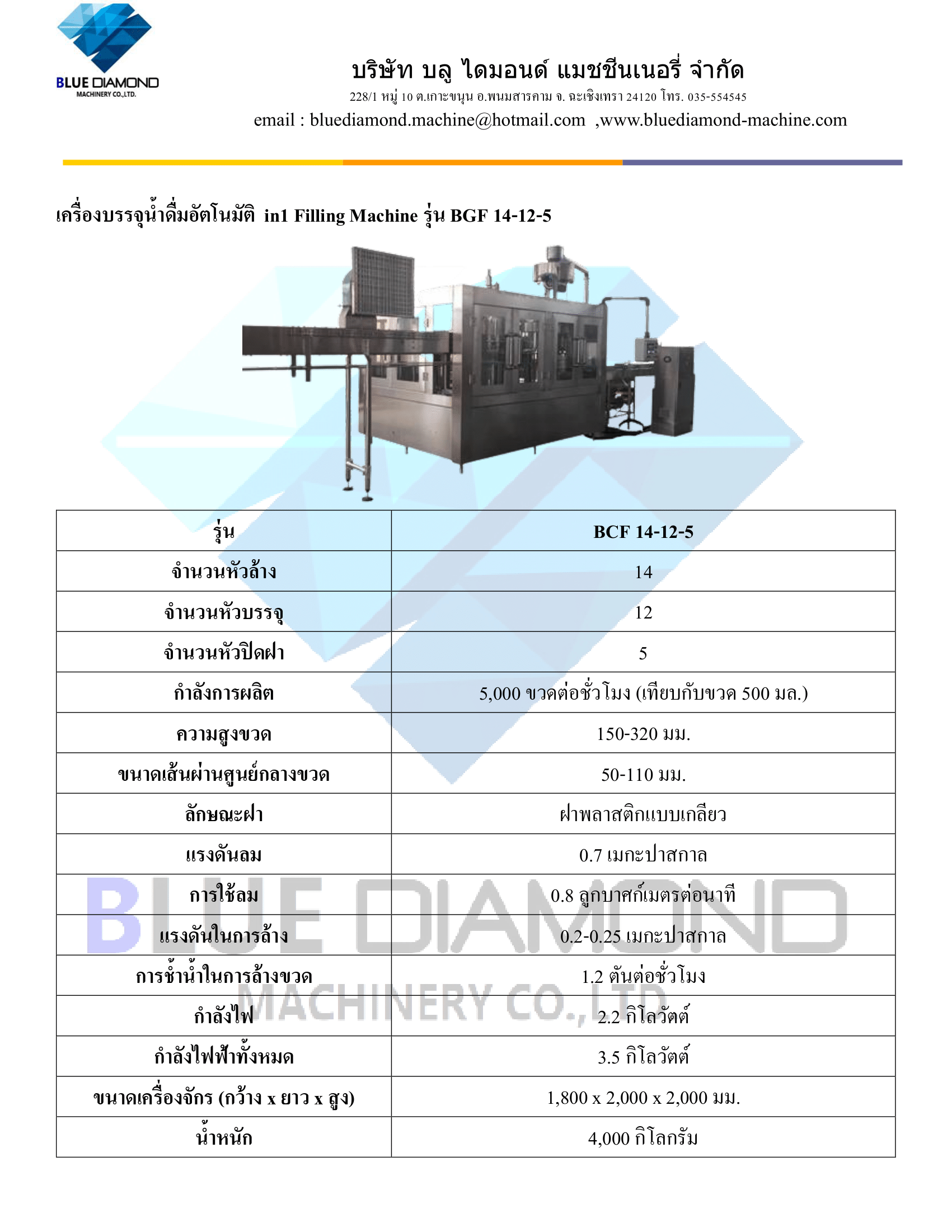 เครื่องบรรจุน้ำดื่มอัตโนมัติ BGF 14-12-5