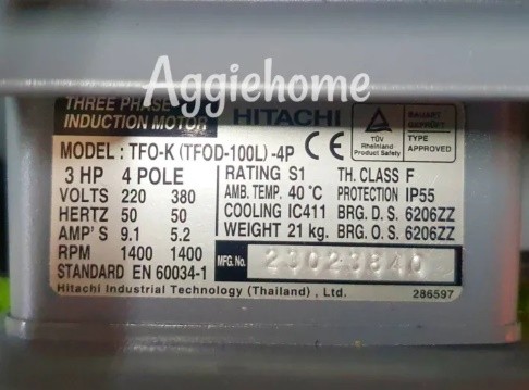 HITACHI มอเตอร์ รุ่น 3HP 4P TFO-K 380V IP55 (3แรงม้า)