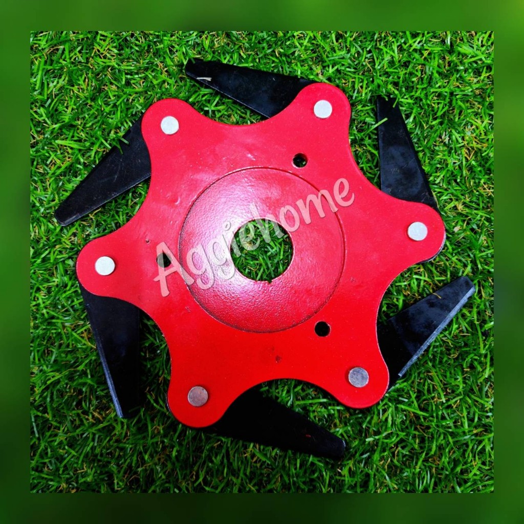 TREETOOLS ใบมีดตัดหญ้า แบบดาวกระจาย 6 แฉก (สีแดง) กางได้ 25 ซม. ใบมีดหมุนได้รอบตัว ใบมีดตัดหญ้า