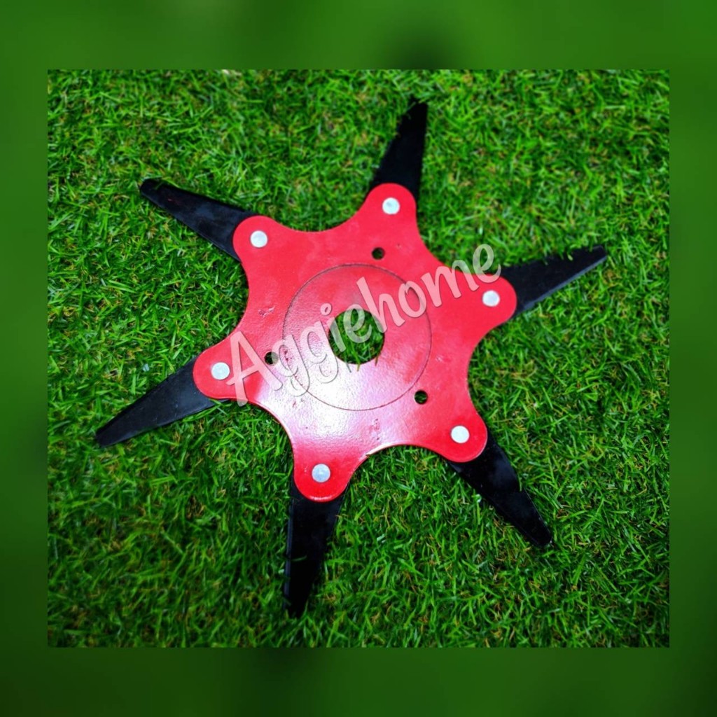 TREETOOLS ใบมีดตัดหญ้า แบบดาวกระจาย 6 แฉก (สีแดง) กางได้ 25 ซม. ใบมีดหมุนได้รอบตัว ใบมีดตัดหญ้า