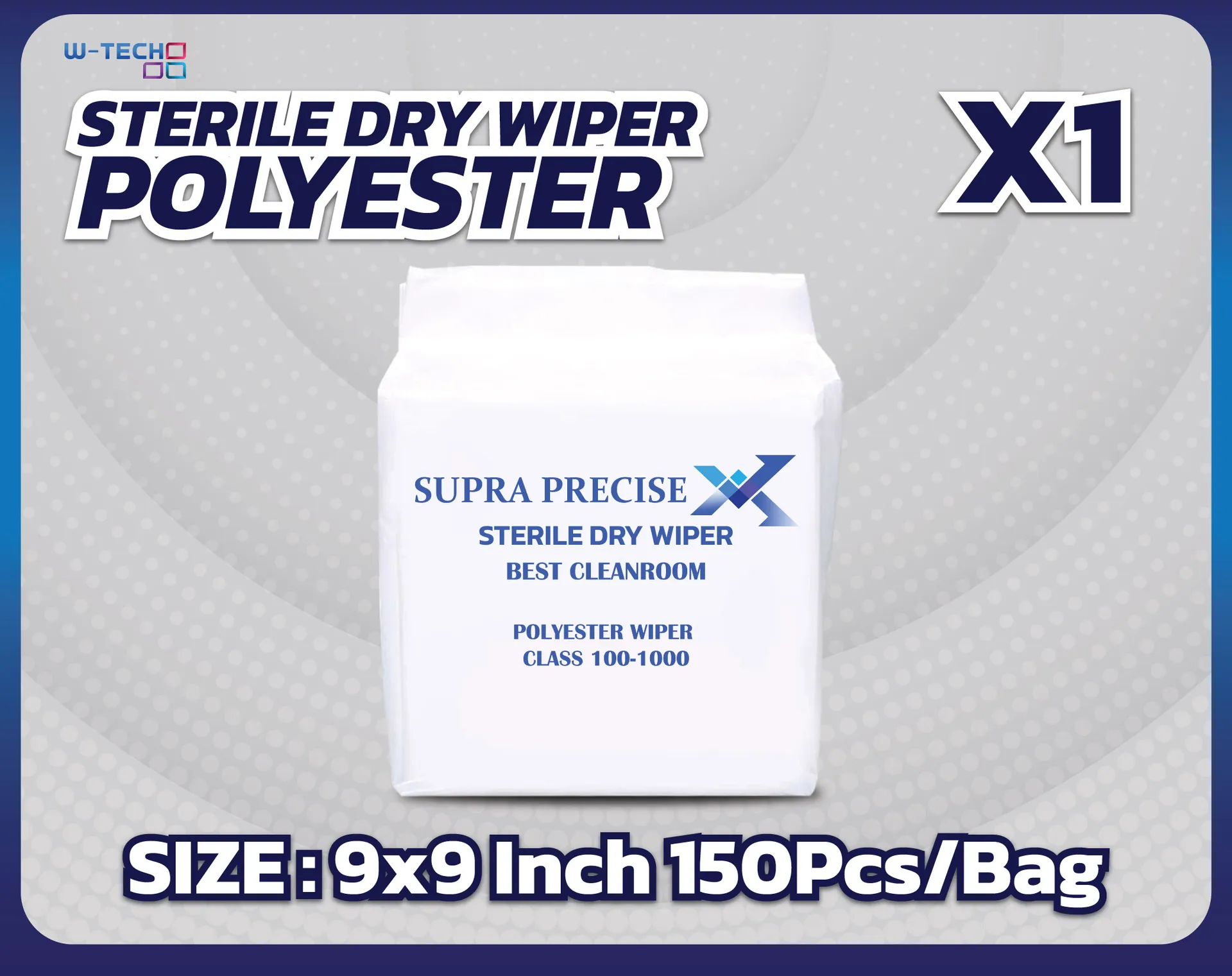 STERILE DRY POLYESTER WIPER X1 9x9"