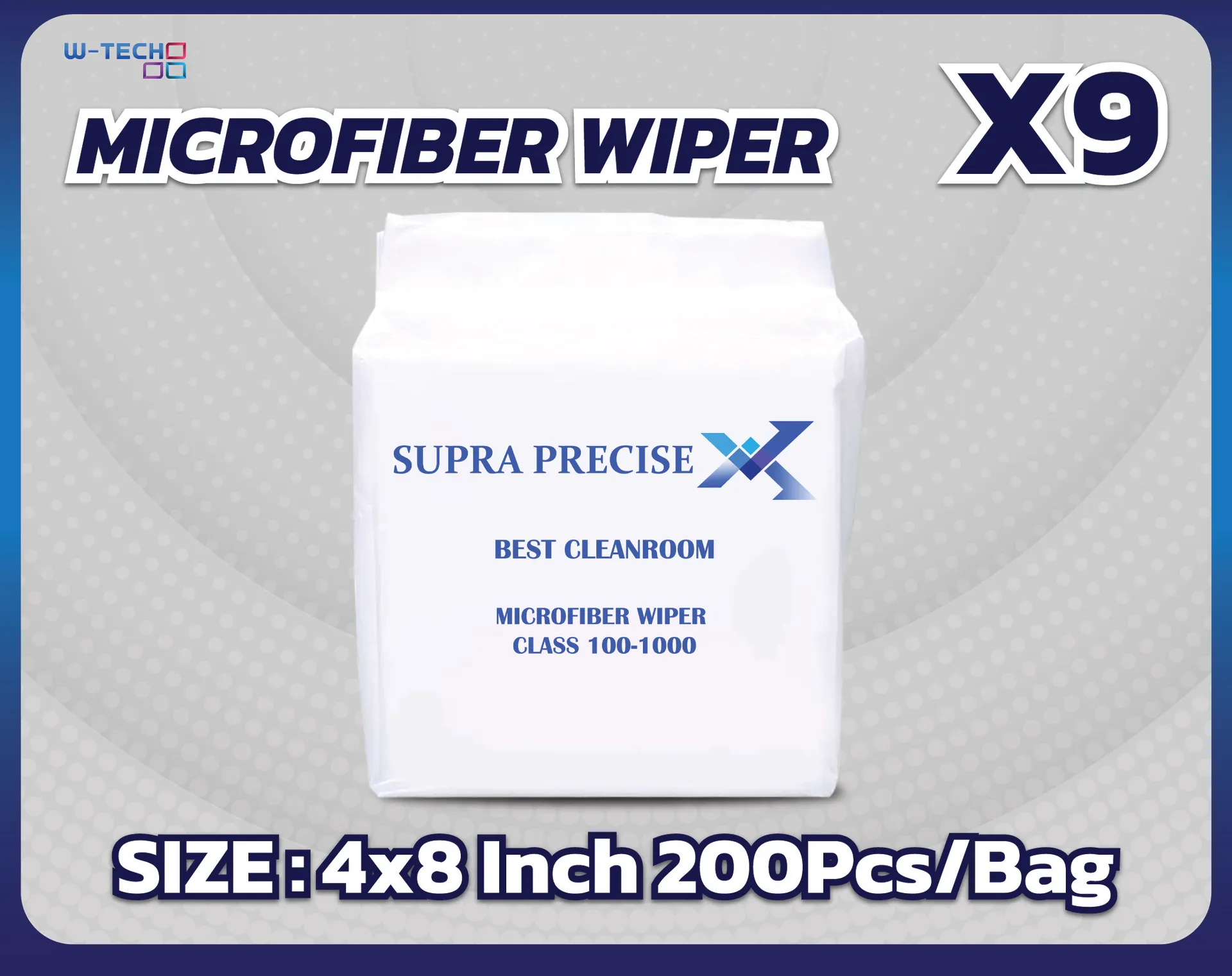 SUPRA PRECISE CLEANROOM MICROFIBER WIPER X9-4*8 INCH